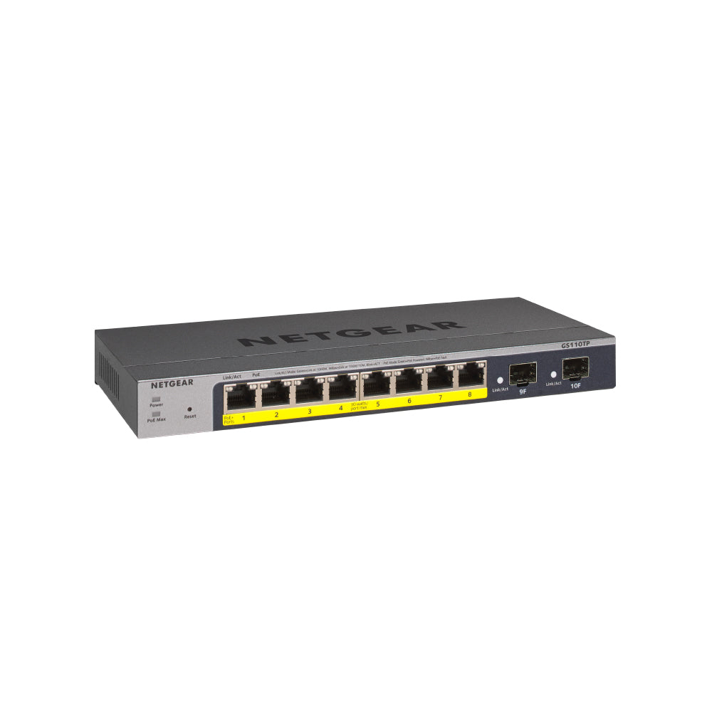Netgear 10-Port Gigabit Ethernet Smart Switch with 8 PoE Ports and 2 D ...